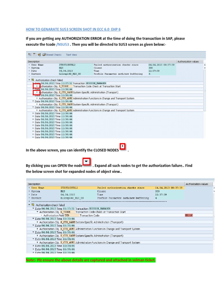 How To Genarate Su53 Screen Shot in Ecc 6.0 Ehp 6 | PDF