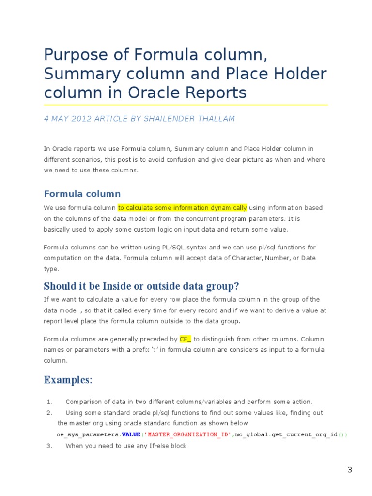 Understanding the Purpose and Usage of Formula Columns, Summary Columns ...