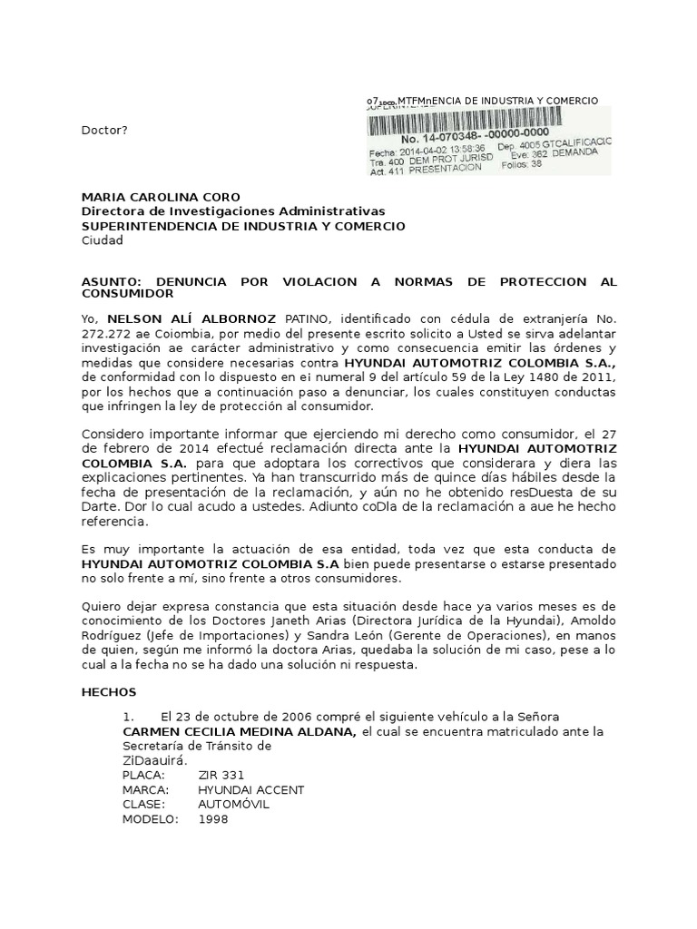 Minuta Demanda Ante La Superintendencia de Industria y Comercio | PDF ... Minuta Demanda Ante La Superintendencia de Industria y Comercio | PDF ...