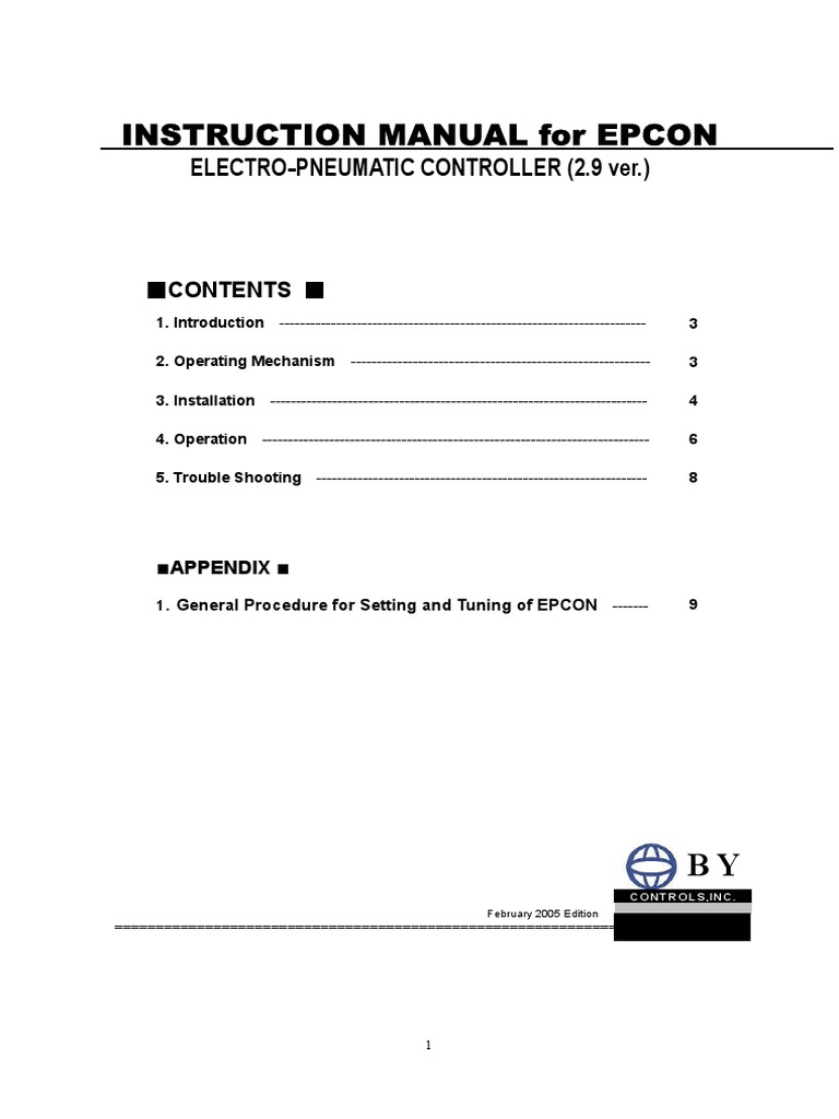 Instruction Manual For Epcon: Electro-Pneumatic Controller (2.9 Ver.) | PDF | Valve | Parameter ...