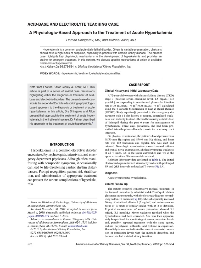 The Treatment of Acute Hiperkalemia | PDF | Dialysis | Potassium