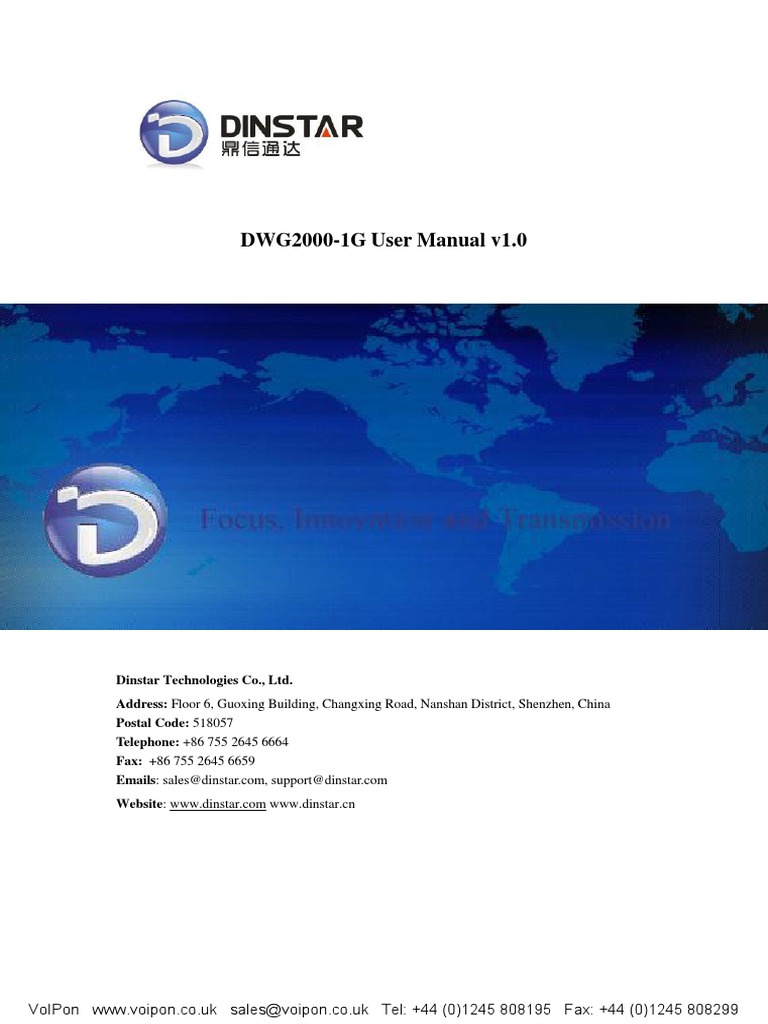 DWG2000-1G User Manual v1.0 | PDF | Ip Address | Short Message Service