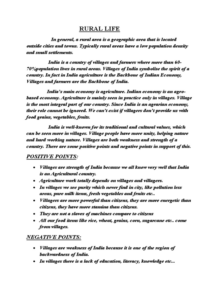 Rural Life: Positive Points | PDF | Agriculture | Wheat