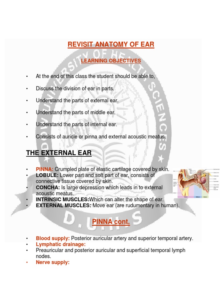 Review of Anatomy of The Ear | Download Free PDF | Ear | Hearing