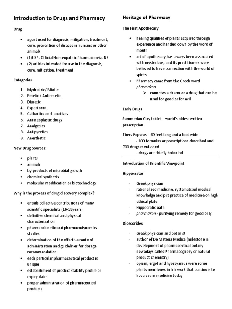 Introduction to Drugs and Pharmacy | Food And Drug Administration ...