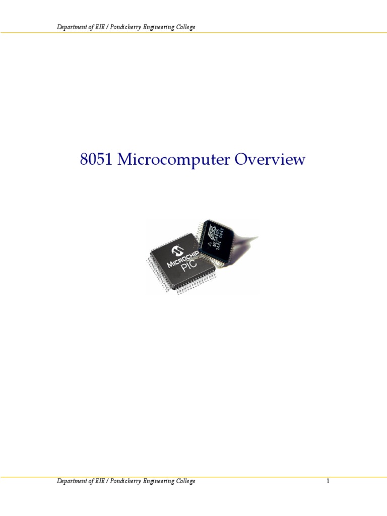 8051 Microcomputer Overview Department Of Eie Pondicherry Engineering College Pdf Central