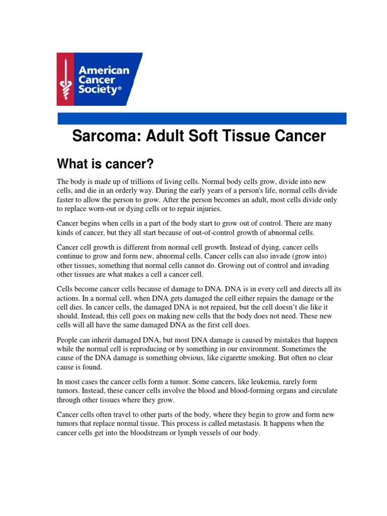 Soft Tissue Sarcoma | PDF | Biopsy | Cancer