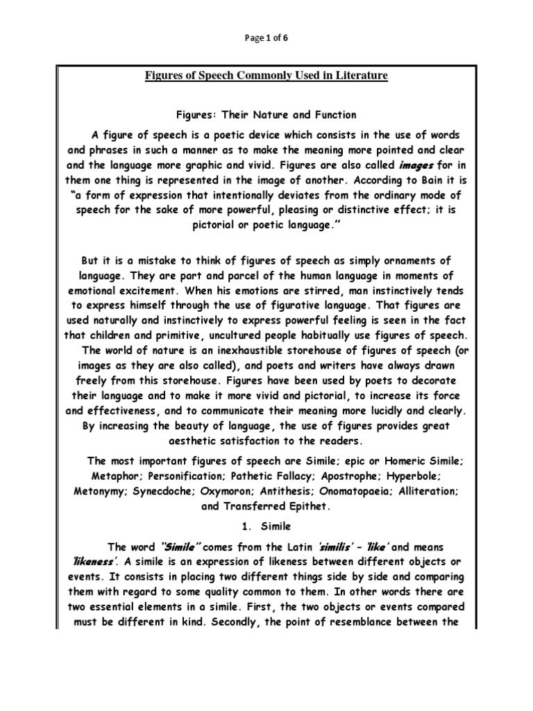 Essential Figures of Speech in Literature | PDF | General Fiction