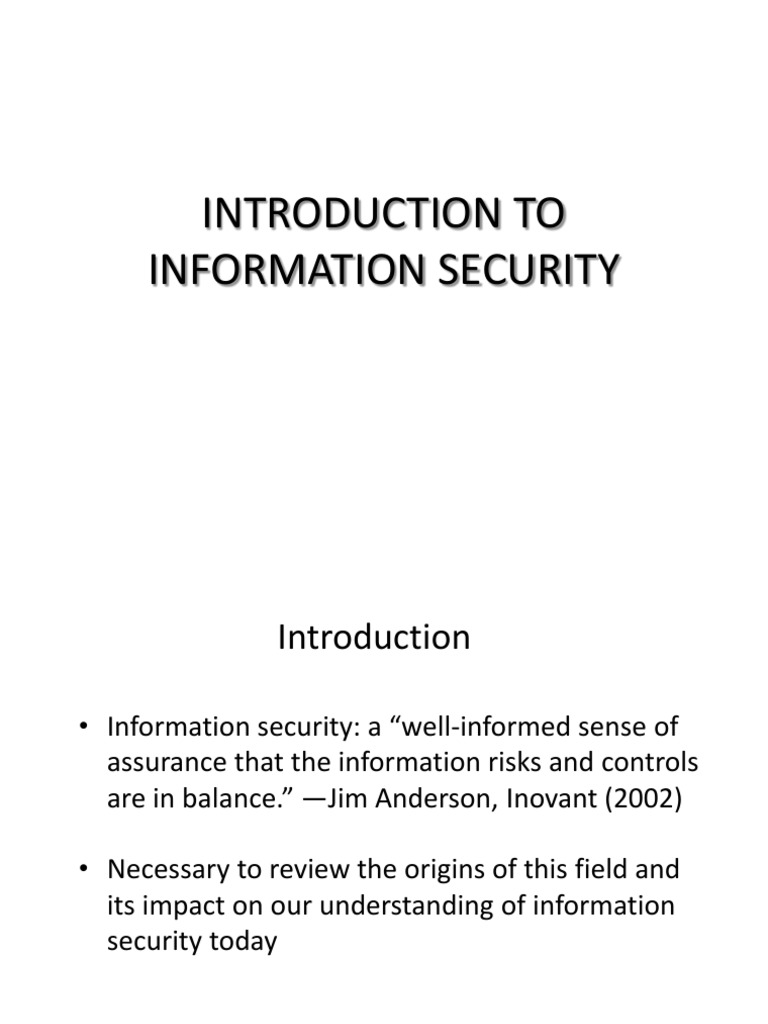 Introduction To Information Security | PDF | Computer Security | Security