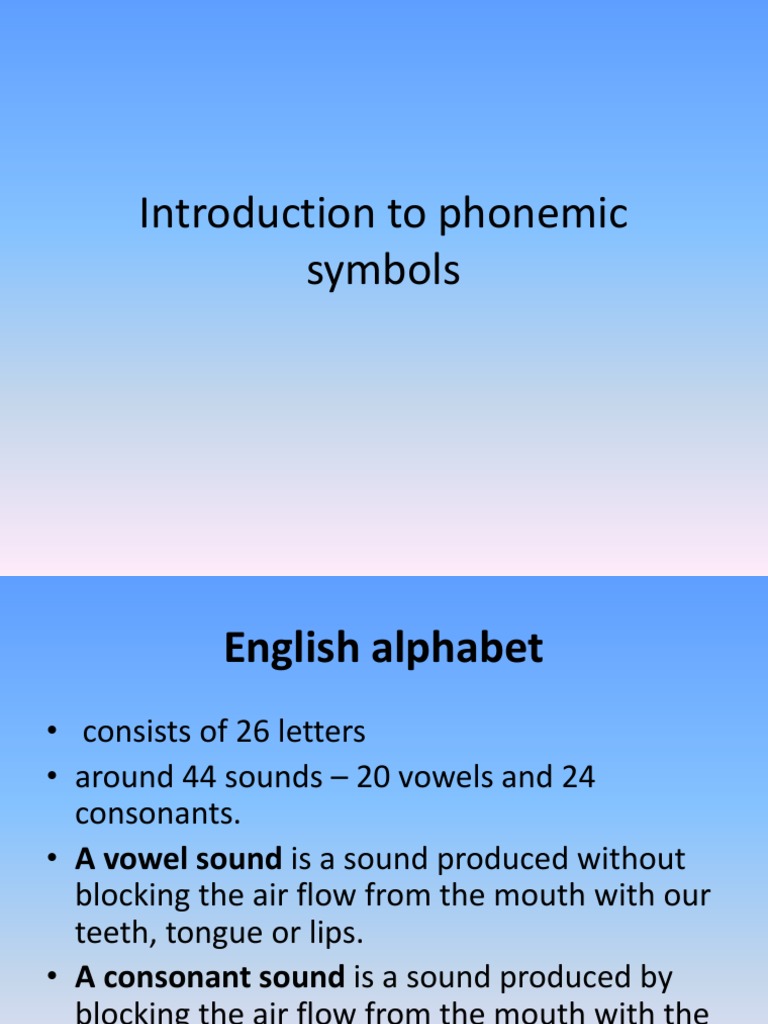 Introduction To Phonemic Symbols | PDF | Consonant | Vowel