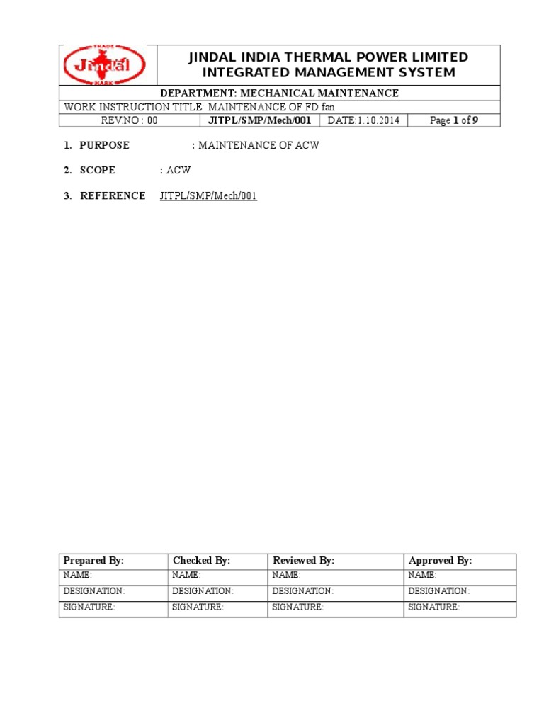 Jindal India Thermal Power Limited Integrated Management System | PDF ...
