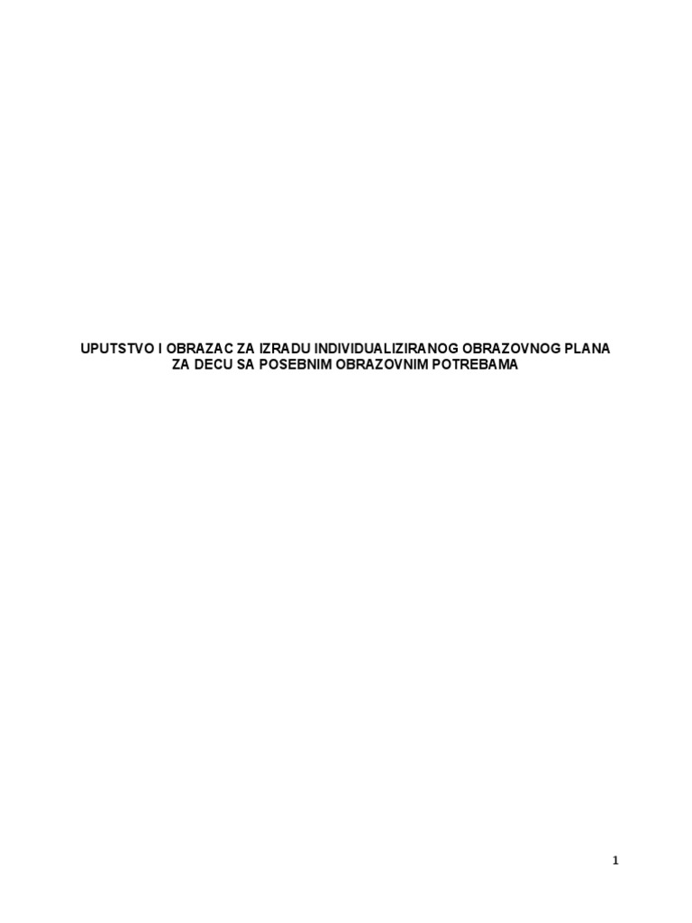 Plani Individual I Arsimit PIA Serbisht | PDF
