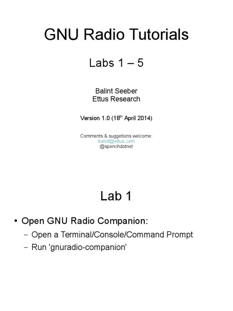 GNU Radio Tutorials: Labs 1 - 5 | PDF