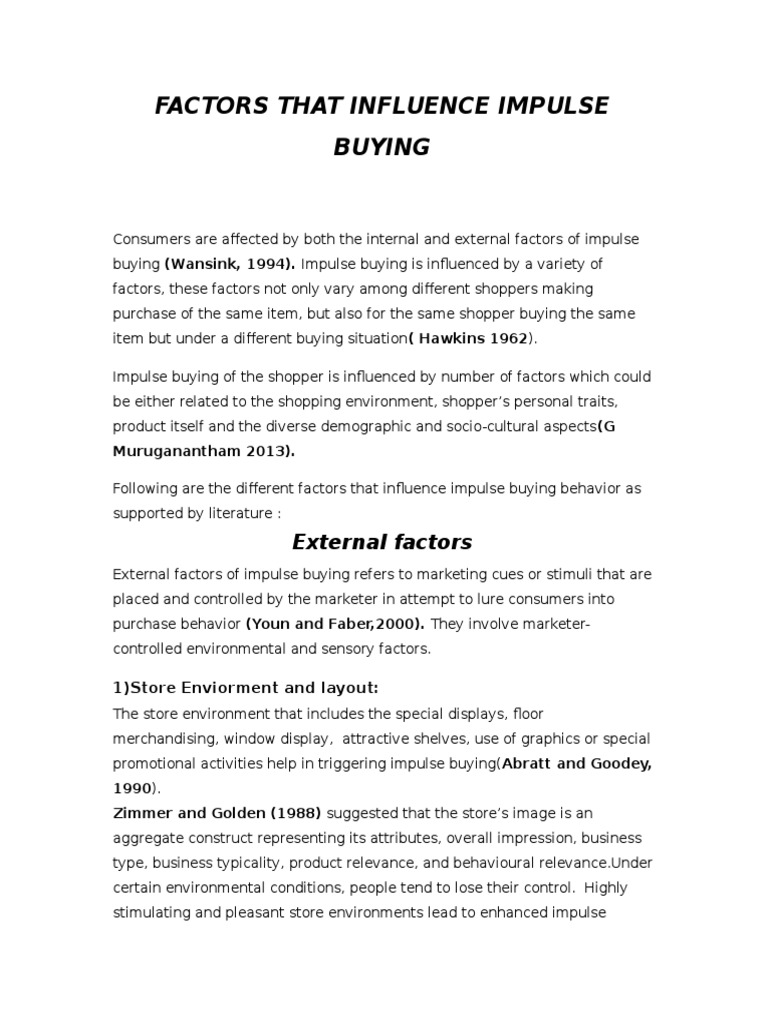 Factors That Influence Impulse Buying | PDF | Impulsivity | Retail