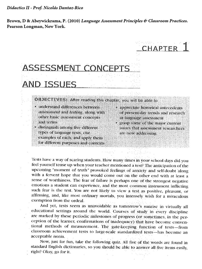 Brown, D & Abeywickrama, P. (2010) Language Assessment Principles ...
