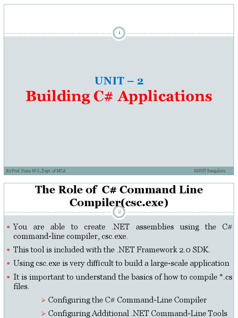 Building C# Applications: Unit - 2 | PDF | Command Line Interface | C ...