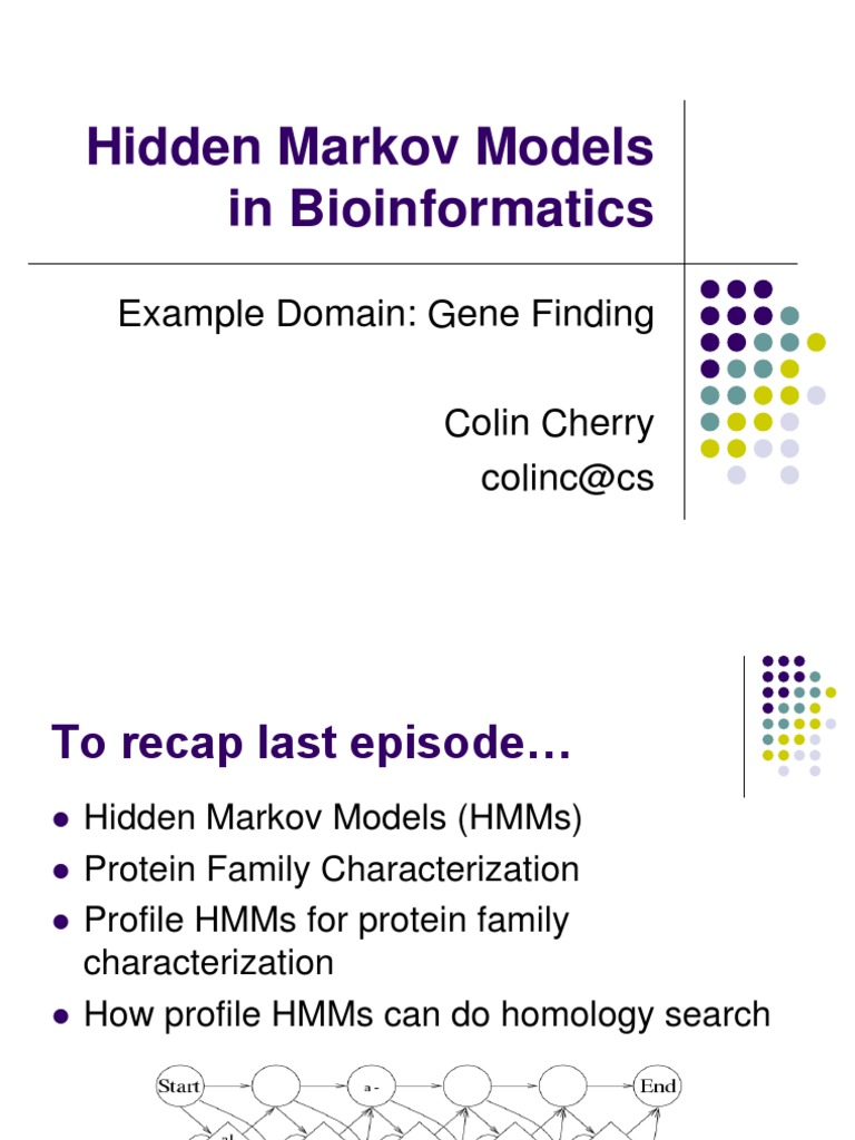 Hidden Markov Models in Bioinformatics: Example Domain: Gene Finding ...