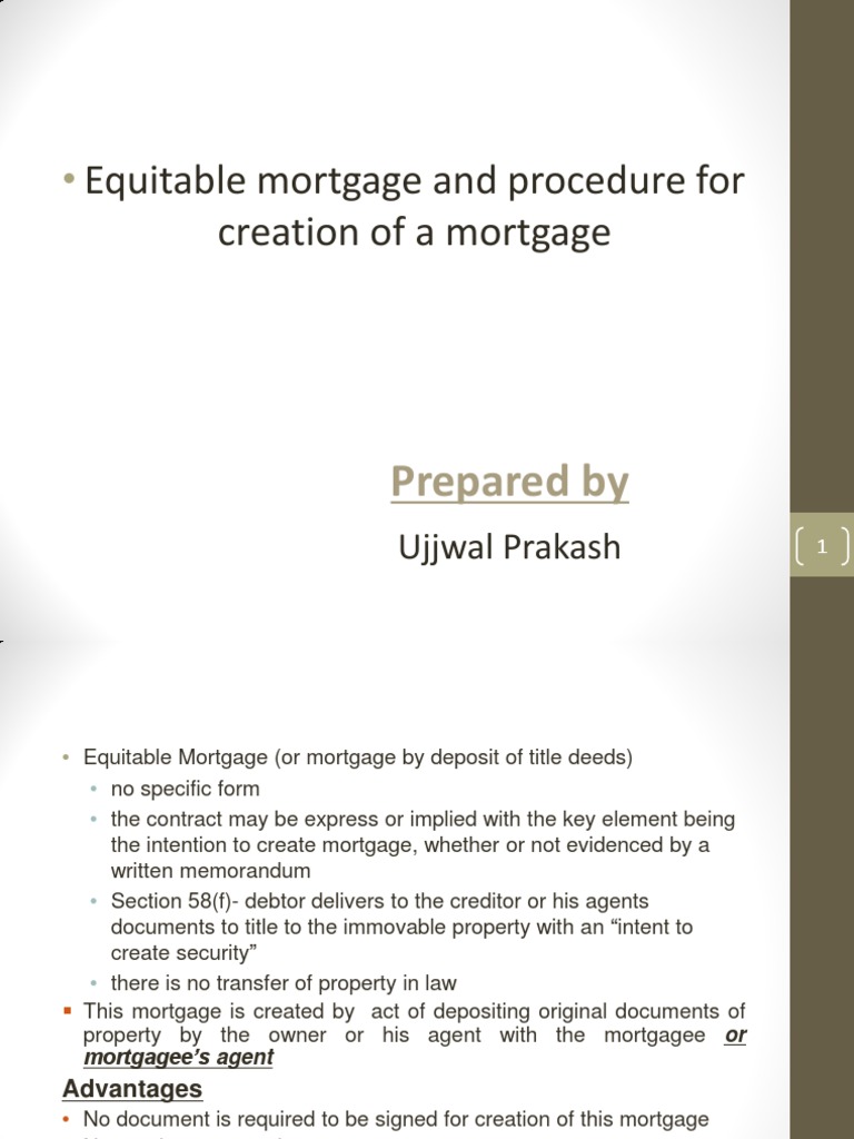 Equitable Mortgage Creation Process | PDF