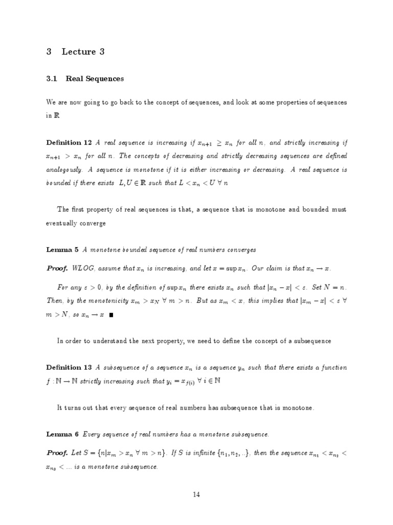 Summary Sequences | PDF | Sequence | Monotonic Function