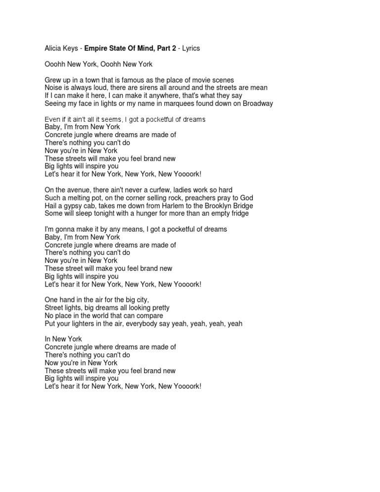 Empire State of Mind Part2 | PDF