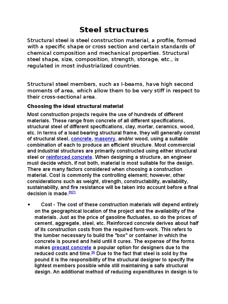 Steel Structures: Choosing The Ideal Structural Material | PDF ...