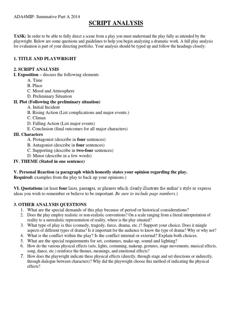Script Analysis Guidelines for Directors | PDF