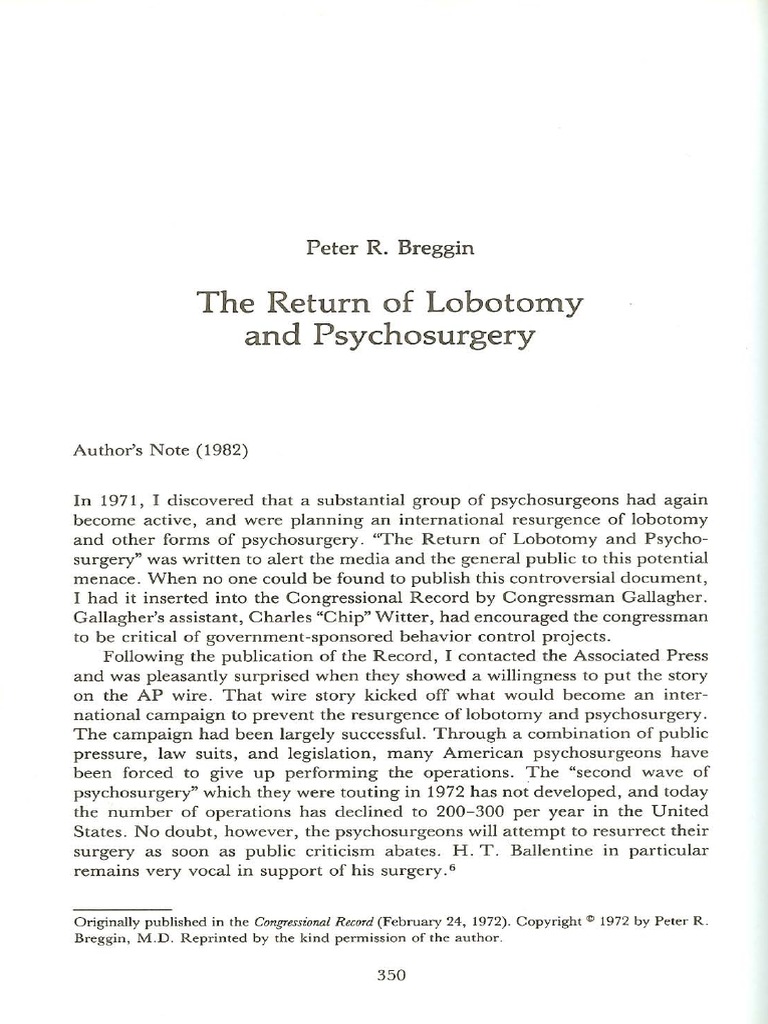 Lobotomy and Psychosurgery | PDF
