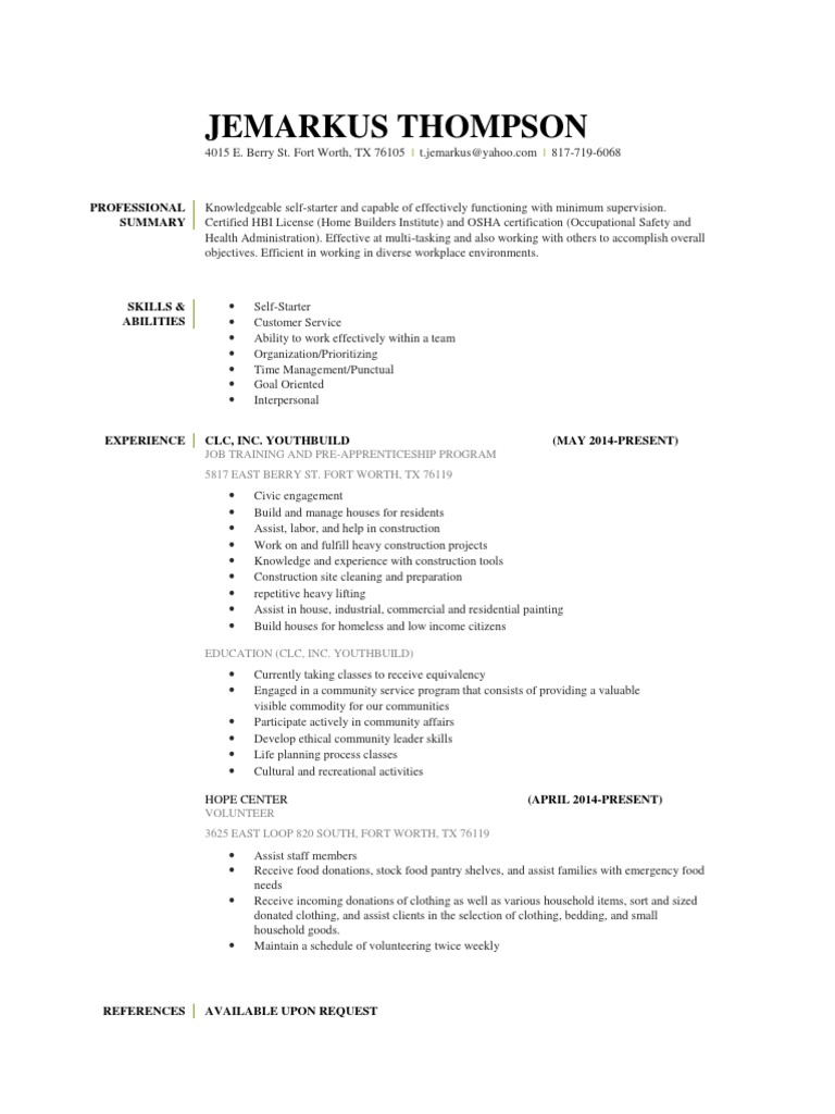 Jemarkus Thompson Resume | PDF