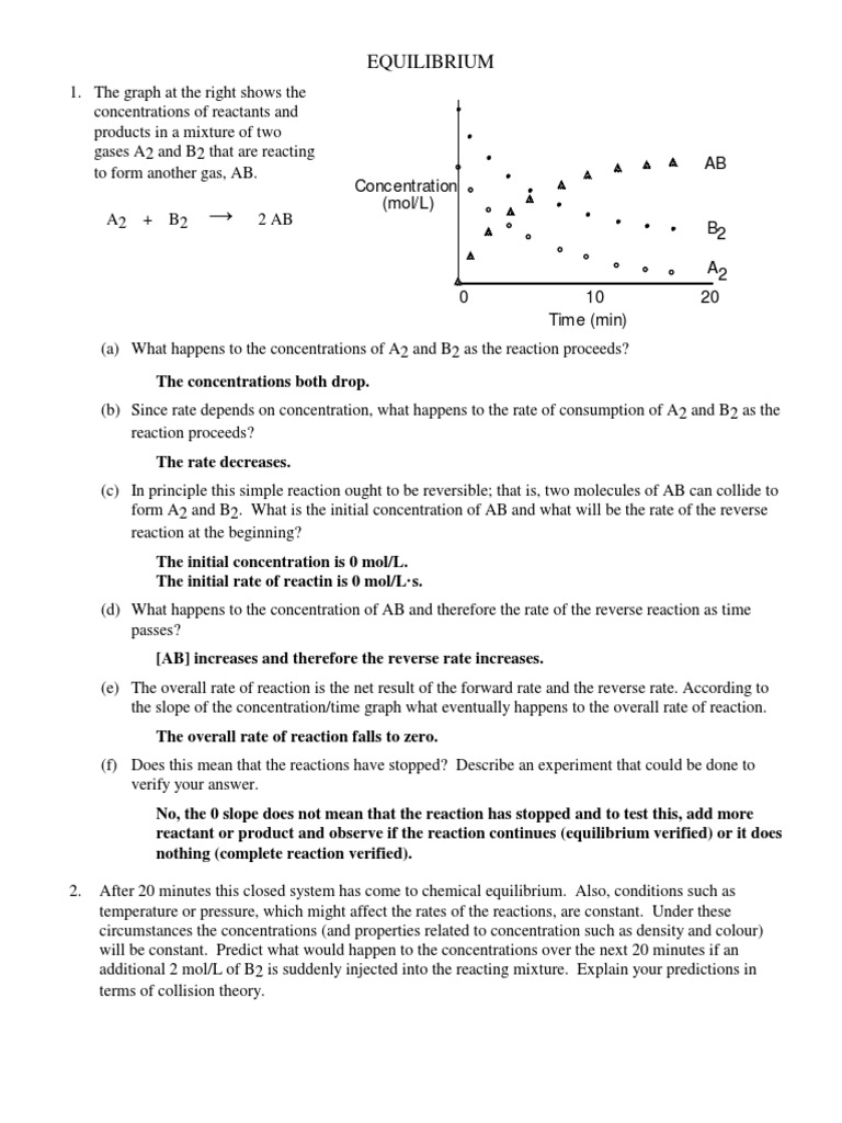 SCH4U Equilibrium Questions With Solutions | PDF | Chemical Equilibrium ...