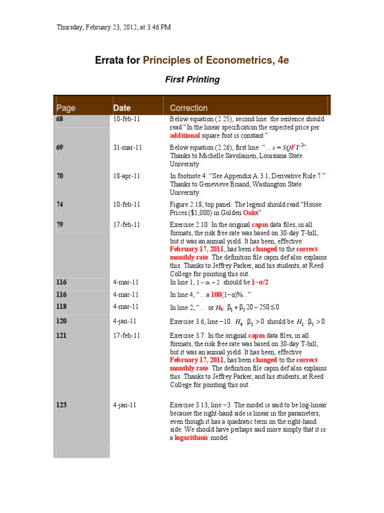 Errata | PDF | Errors And Residuals | Standard Error