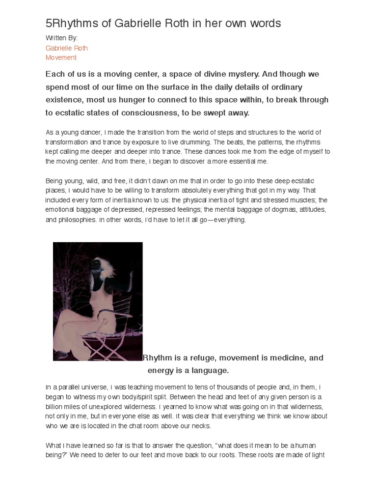 5 Rhythms Dance by Gabrielle Roth | PDF | Psychological Concepts | Science