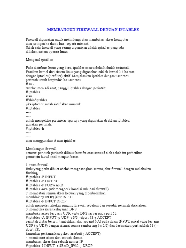 Membangun Firewall Dengan Iptables | PDF | Komputer