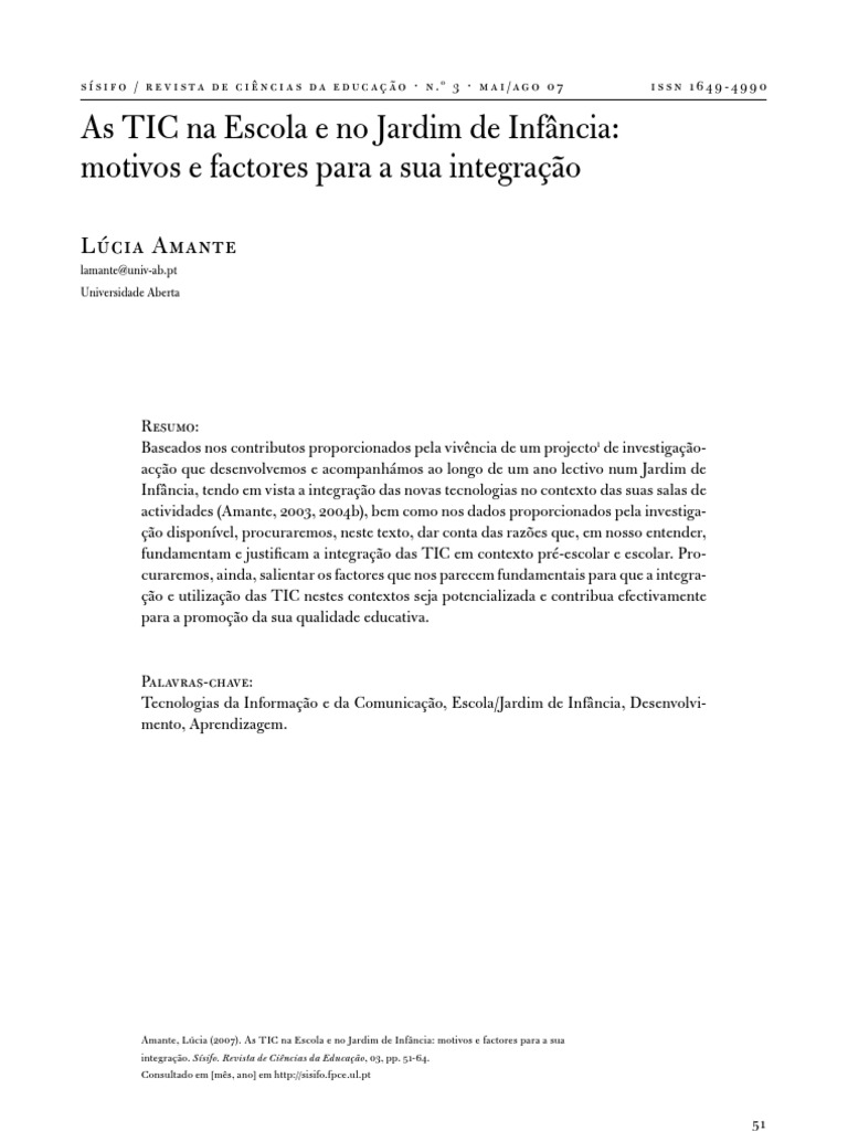 As TIC Na Escola e No Pré - Escolar | PDF | Jardim da infância ...