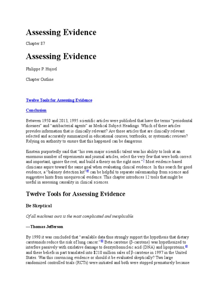Assessing Evidence Assessing Evidence | PDF | Self-Improvement | Wellness