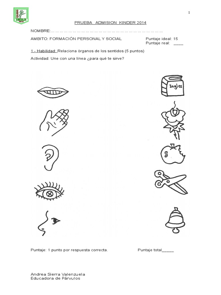Prueba de Admisión para Kinder 2014 | PDF | Métodos y materiales de ...