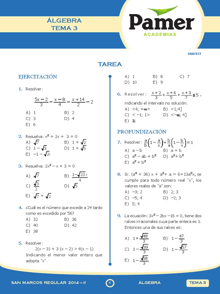 Algebra Sem 3 | PDF | Ecuaciones | Números