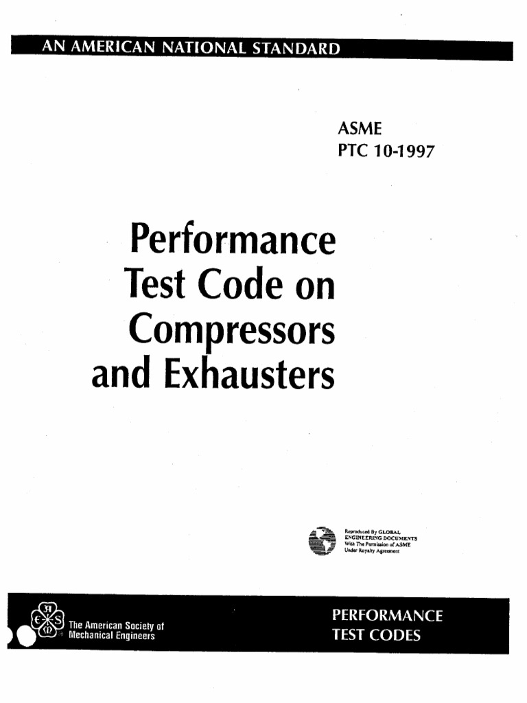 ASME PTC-10-1997 Performance TestCodeon Compressors & Exhaus | PDF