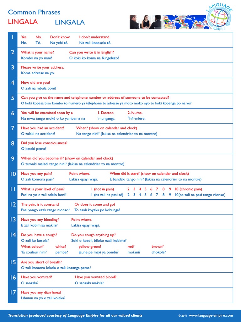 Lingala | PDF | Rtt | Health Sciences