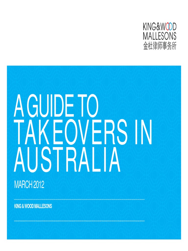 Takeover Guide for Australia 2012 | PDF | Takeover | Mergers And ...
