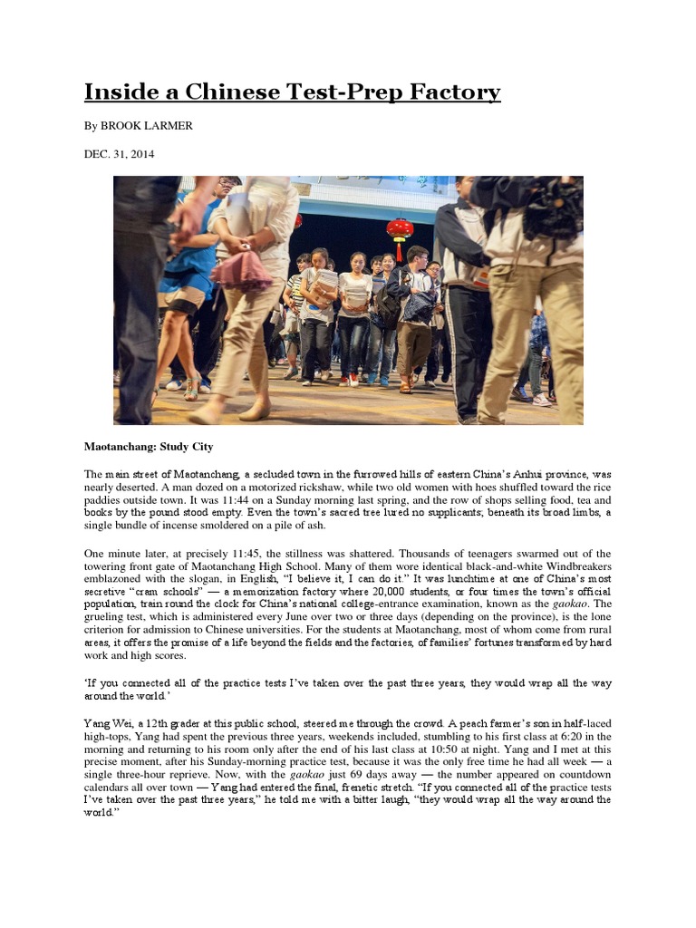 Inside China's Gaokao Test-Prep Culture | PDF | Secondary School | China