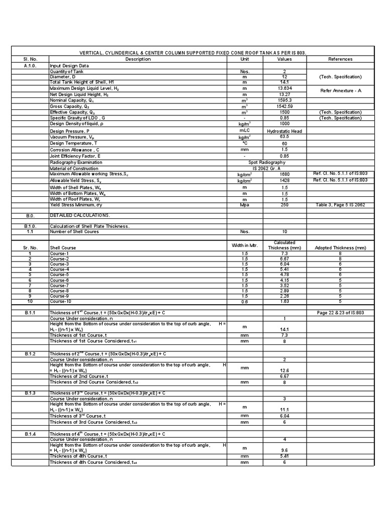 Ldo Storage Tank Calculation | PDF | Bending | Column