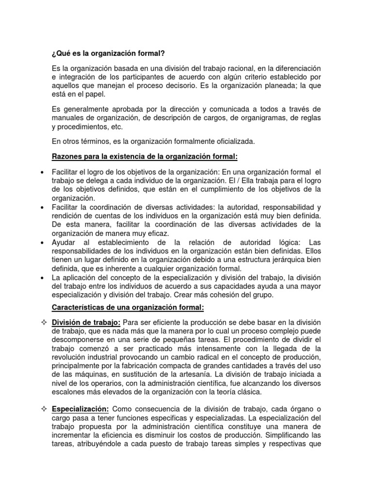 Organización Formal e Informal, Tramo de Control | Descargar gratis PDF ...