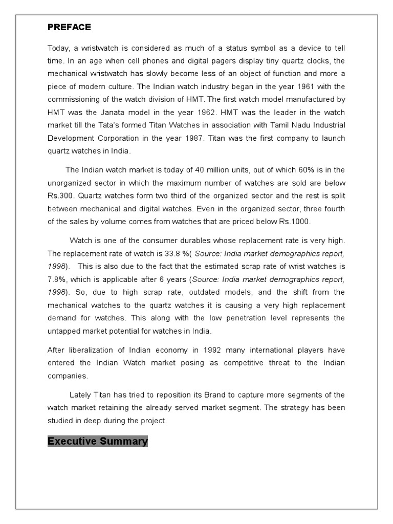 Preface: Executive Summary | PDF | Watch | Brand