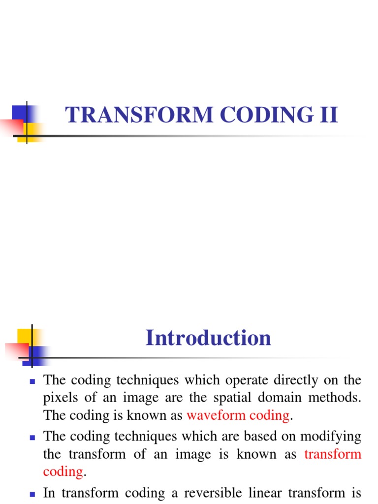 Transform Coding II | Download Free PDF | Data Compression | Algorithms