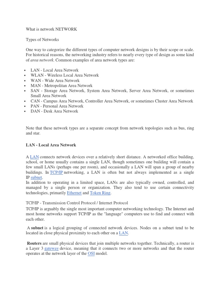 Types of Networks | PDF | Local Area Network | Wide Area Network