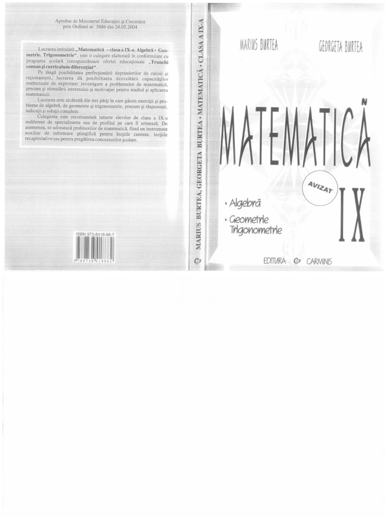 Manual Matematica Clasa A 9-A | PDF