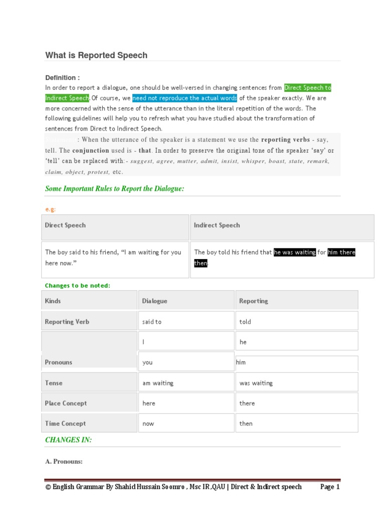 What Is Reported Speech | PDF | English Grammar | Languages