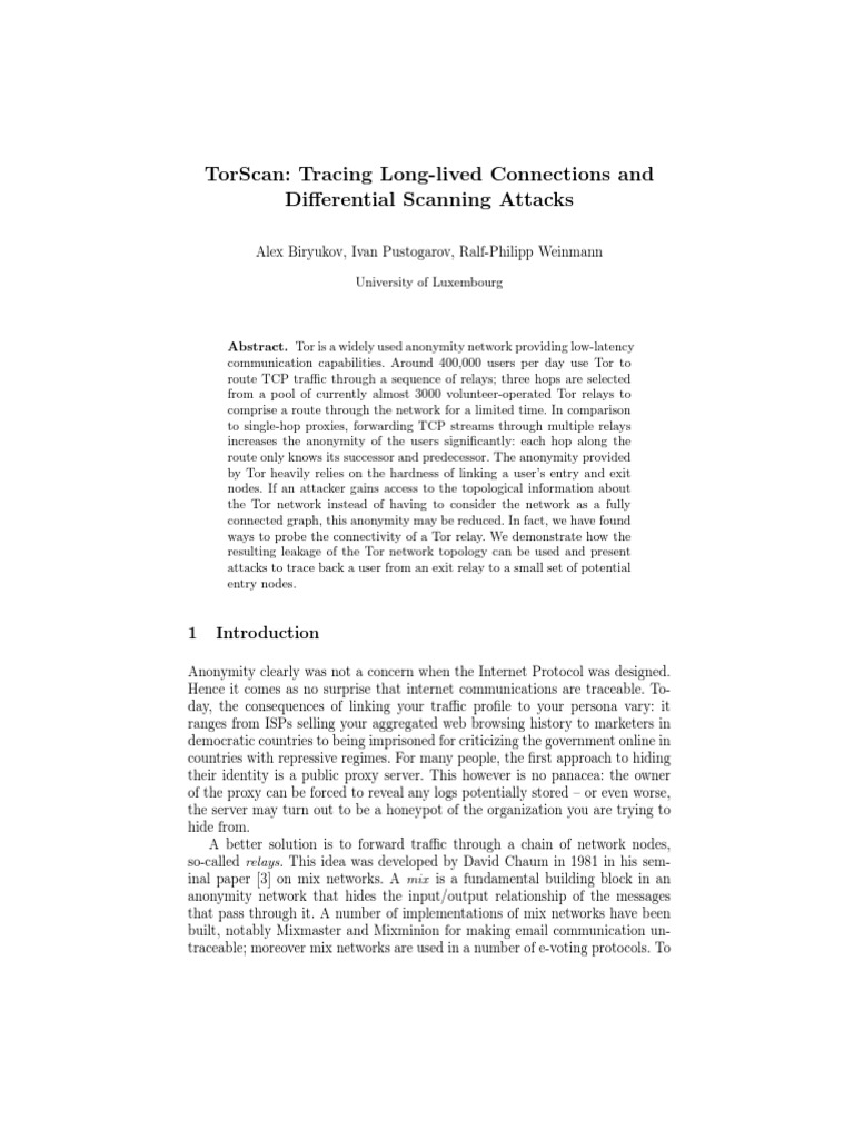 Torscan: Tracing Long-Lived Connections and Differential Scanning ...