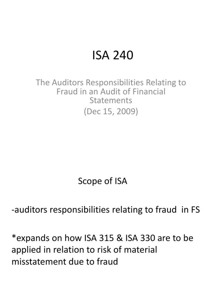 ISA 240 Audit Project | PDF | Audit | Fraud