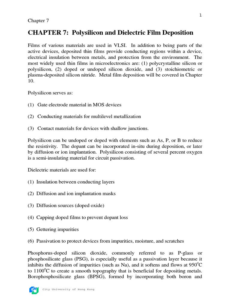 LPCVD Polysilicon Deposition Overview | PDF | Chemical Vapor Deposition ...